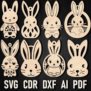 Bunny Easter Laser Cut Svg Cnc Files Easter Rabbit Dxf Christmas Easter ...