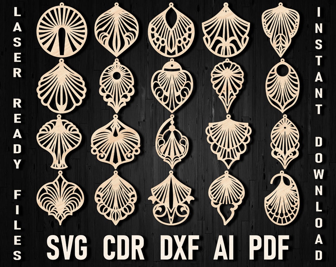 Fan Svg Laser Cut and Glowforge Earrings Design, Earrings Bundle ...