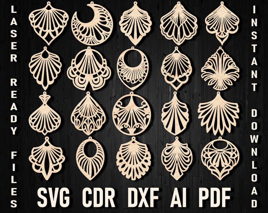 Art Deco Svg Fan Laser Cut Earrings, Dxf Geometric Fan Earrings File ...