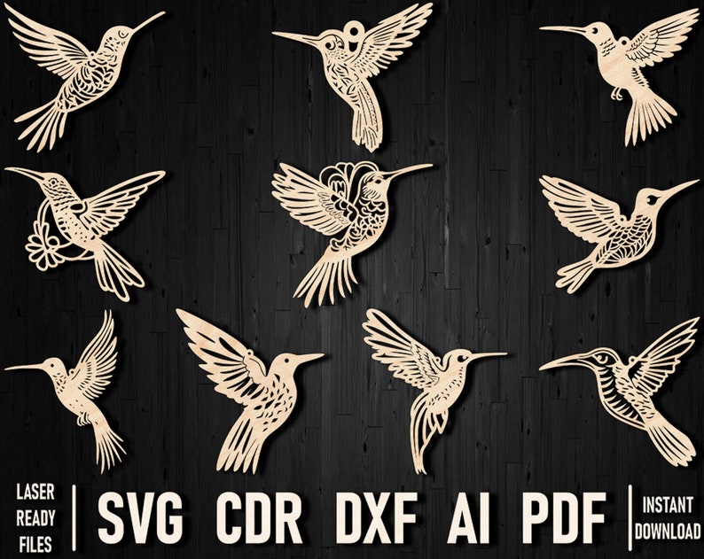 Christmas Hummingbird Laser Cut Svg Ornament Bundle, Hummingbird Paper ...