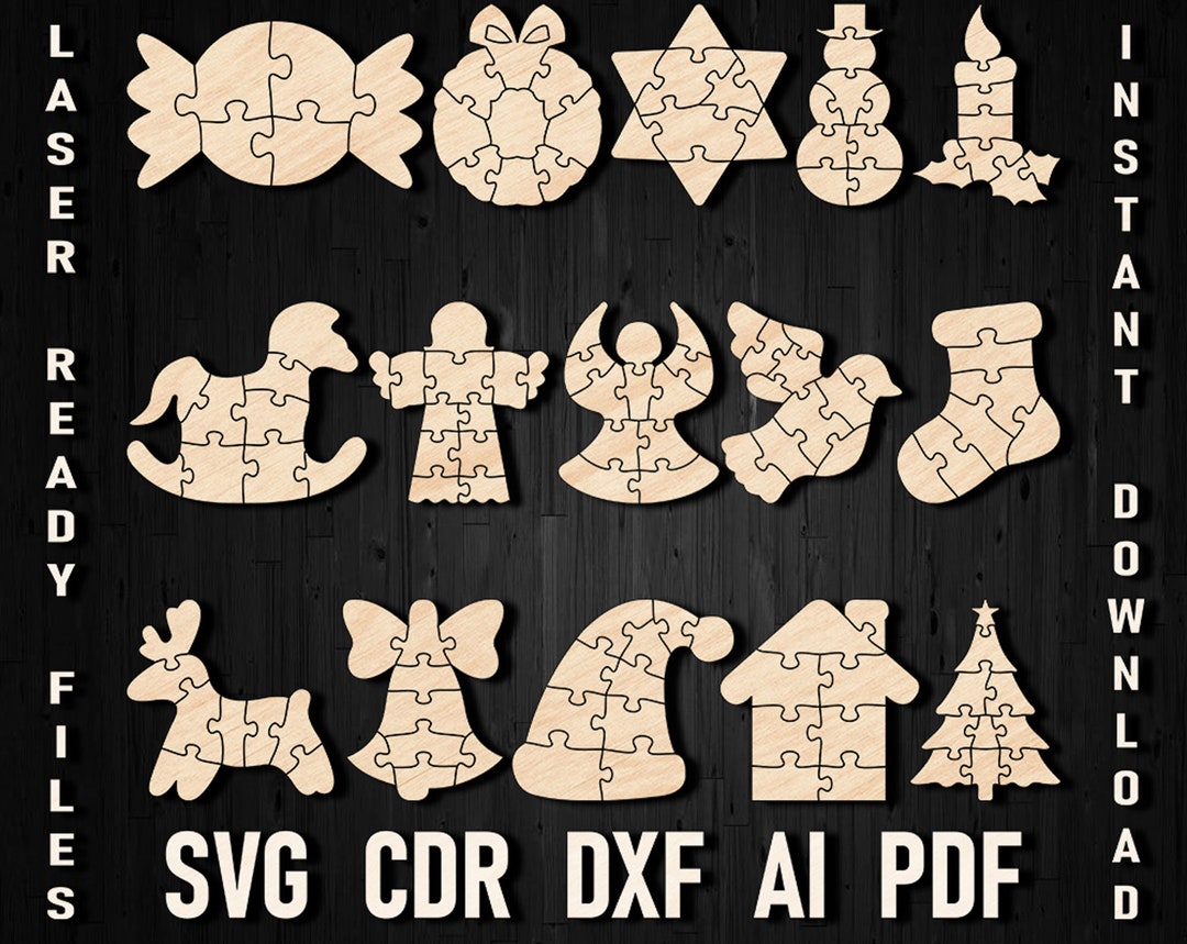 Christmas Svg Puzzle Files for Laser Cut Mashine, Christmas Puzzle for ...