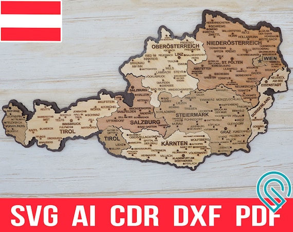 Svg Austria Laser Cutting and Engraiving Map Puzzle Austria | Etsy