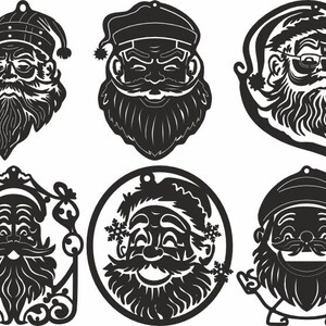 Santa Face Svg Ornament Laser Cut File, Christmas Santa Head Glowforge ...