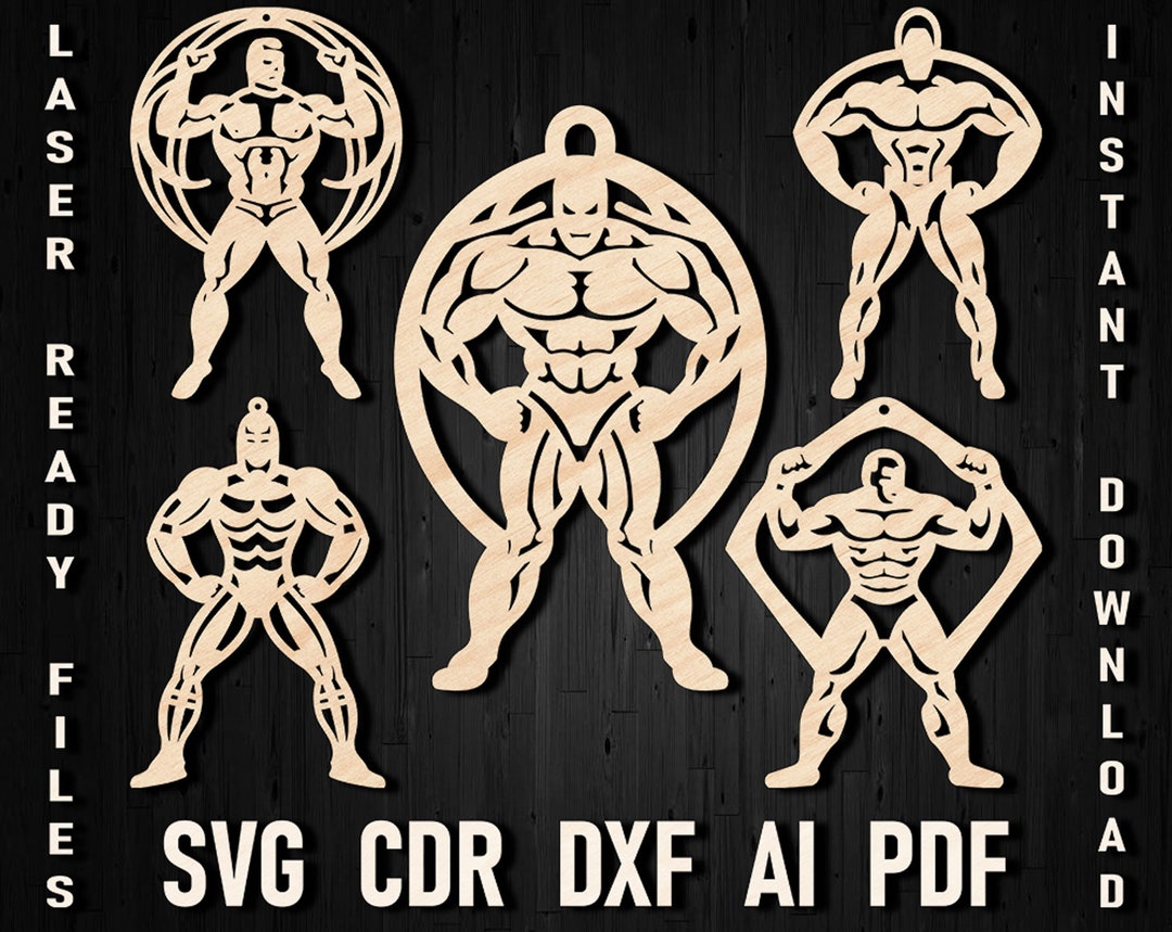 Bodybuilder Christmas Laser Cut Ornament Svg, Gym Glowforge Cricut Cut ...