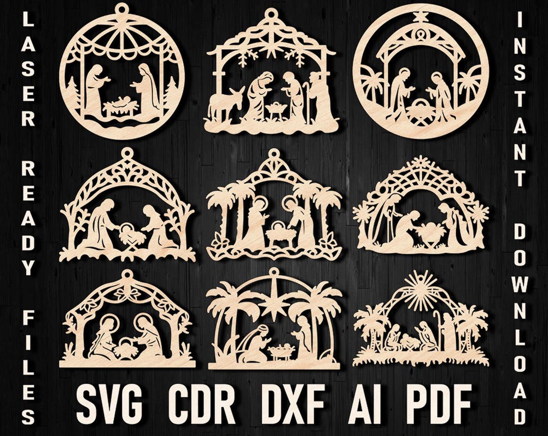 Christmas Nativity Scene SVG Bundle – Laser Cut Wood Ornaments for ...