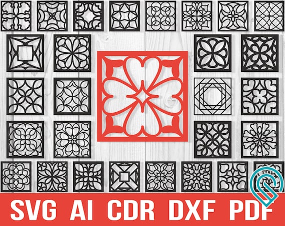 Svg Plasma Cut Square Ornaments Template for Laser Cutting Dxf | Etsy