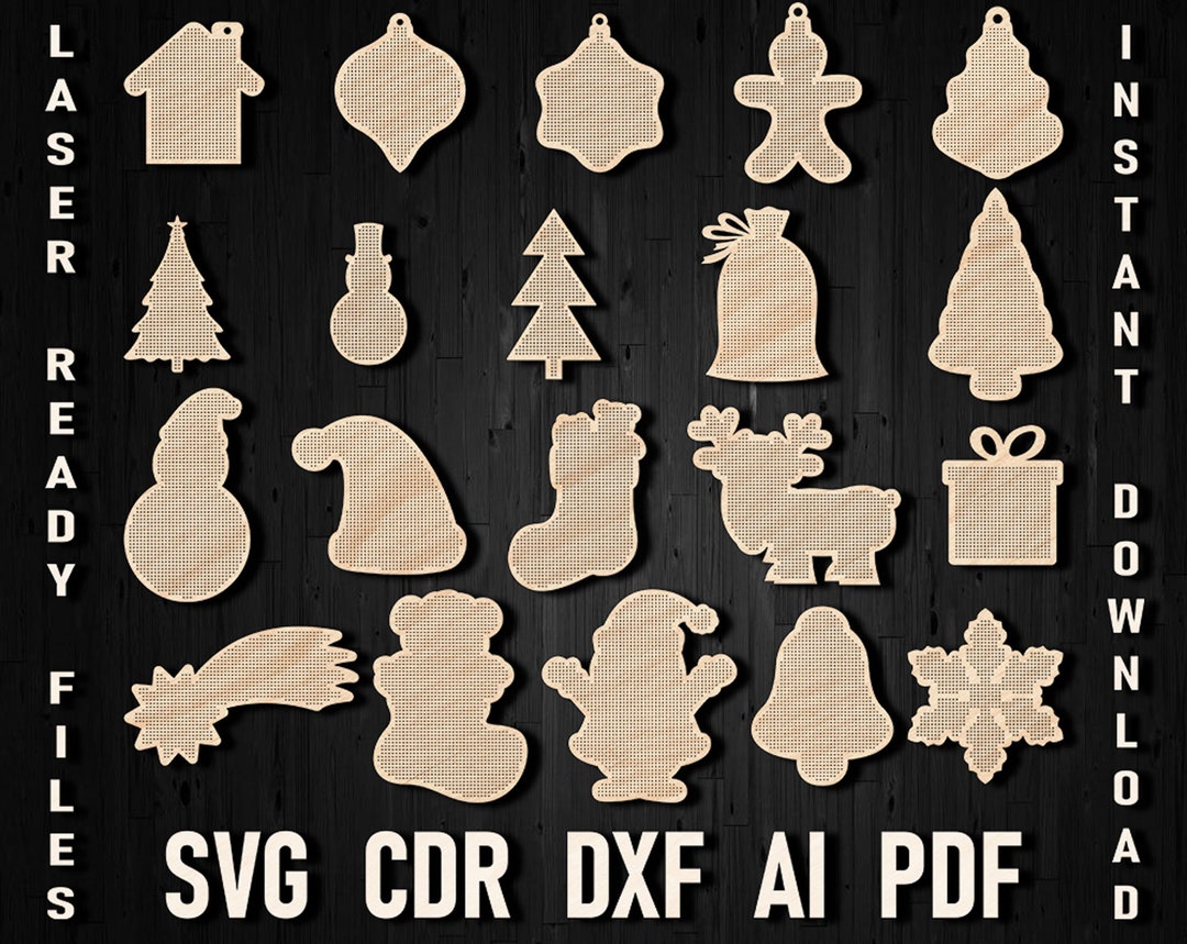 Cross Stitch Christmas Ornaments Svg Glowforge Laser Files for CNC ...