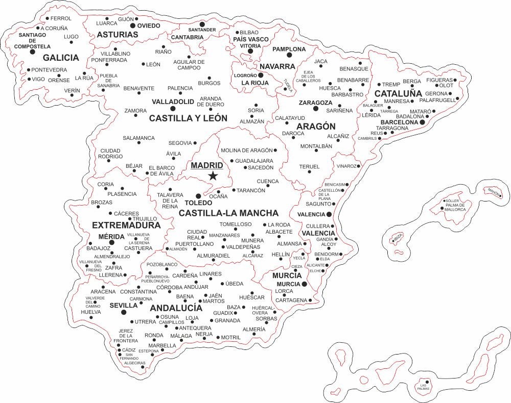 Spain map vector laser cutting file Spain map puzzle | Etsy