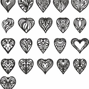 Heart Earring Dxf 20 Styles Heart Earrings Laser Cut Svg Files ...