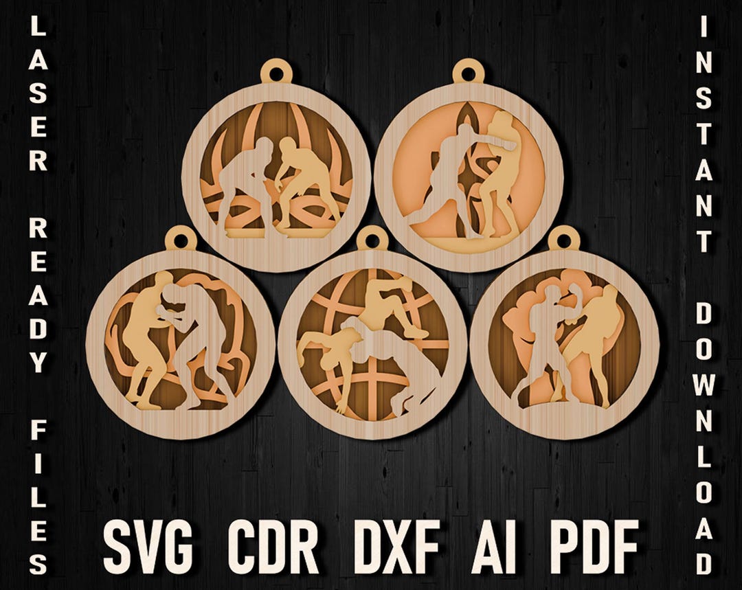 MMA Combat Sports Svg Christmas Multilayer Ornament for Laser Cutting ...