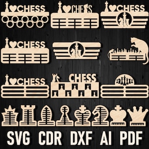 Chess Medal Holder Cdr File for Cnc Laser Machine, Svg Laser Cut Medal ...