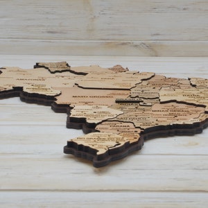 Brazil Map Svg File for Laser Cutting and Engraving, Brazil Puzzle Map ...