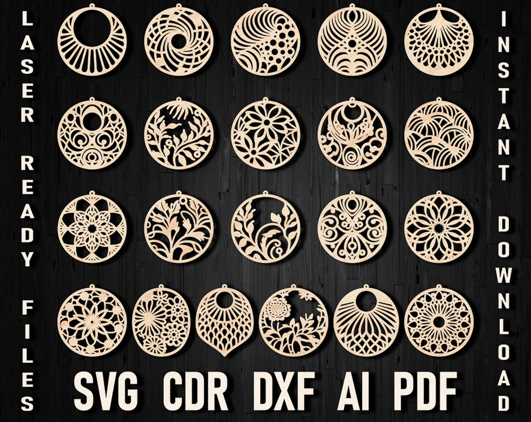 Circle Earrings Laser Cut Svg Glowforge Design, Earrings Circle ...
