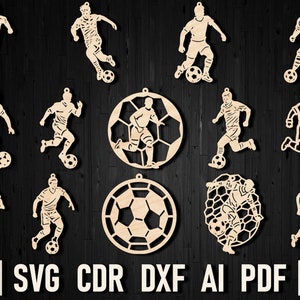 Soccer Football Christmas Ornament SVG Bundle, Soccer Laser Cut File ...