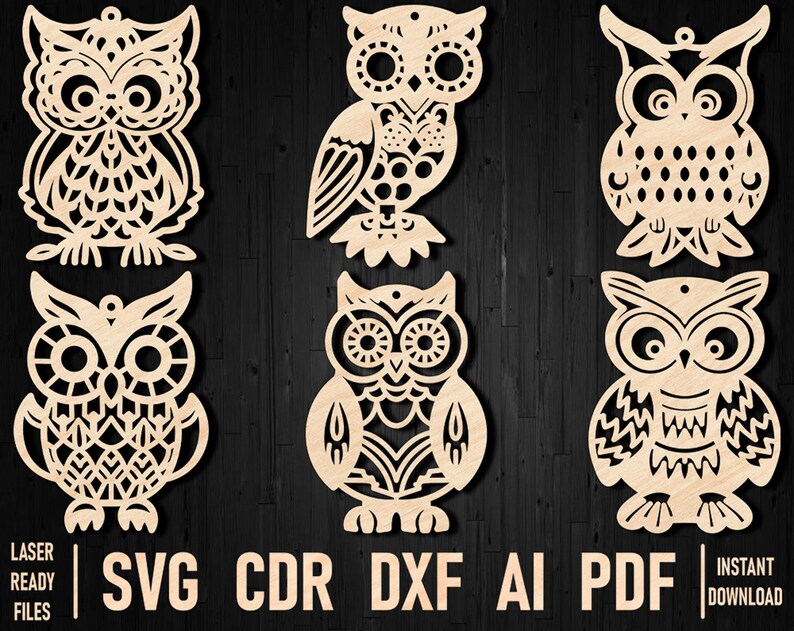 Svg Owl Christmas Ornaments Files for Laser Cutting, Glowforge and ...