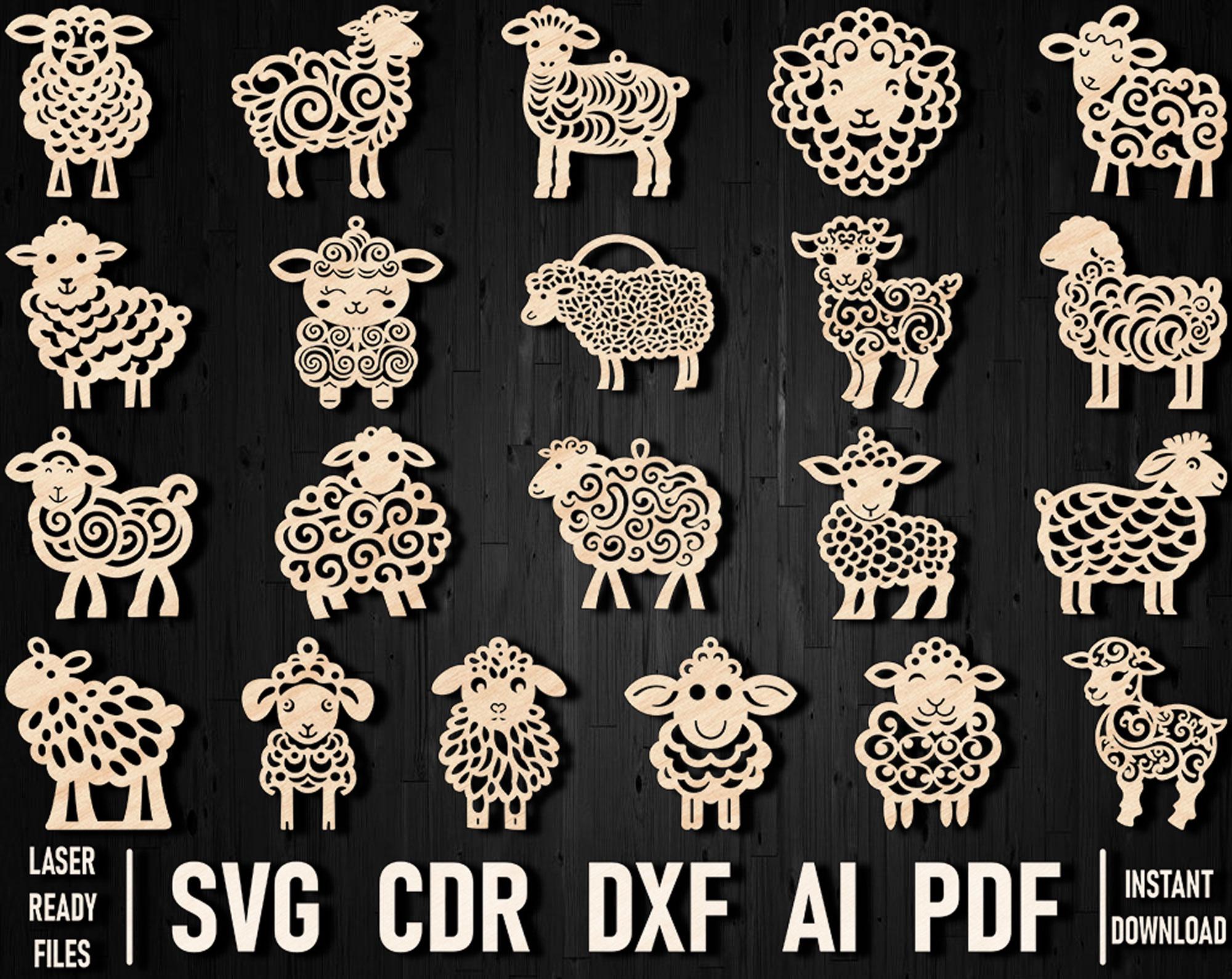 Sheep Laser Cut Christmas Vector Ornament Design for Cutting Machines ...