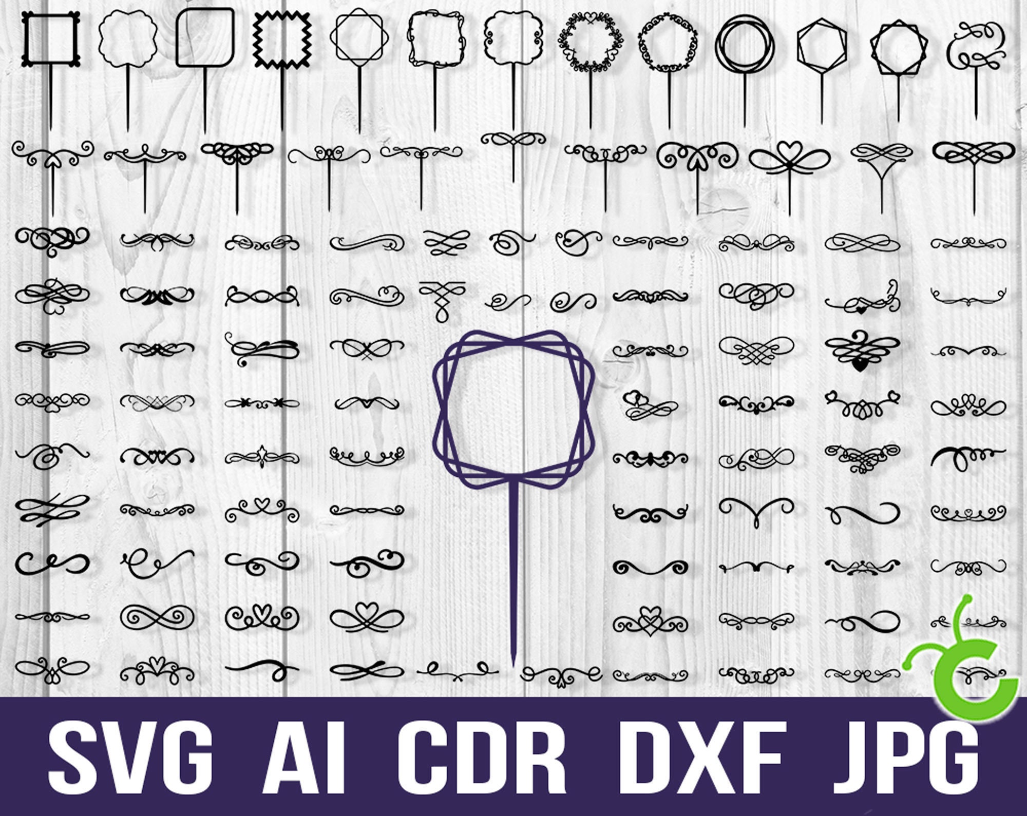 Svg Cake Topper Elements for Wedding or Birthday Vector | Etsy