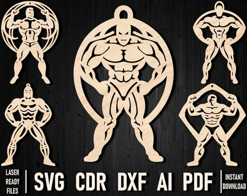 Bodybuilder Christmas Laser Cut Ornament Svg, Gym Glowforge Cricut Cut ...