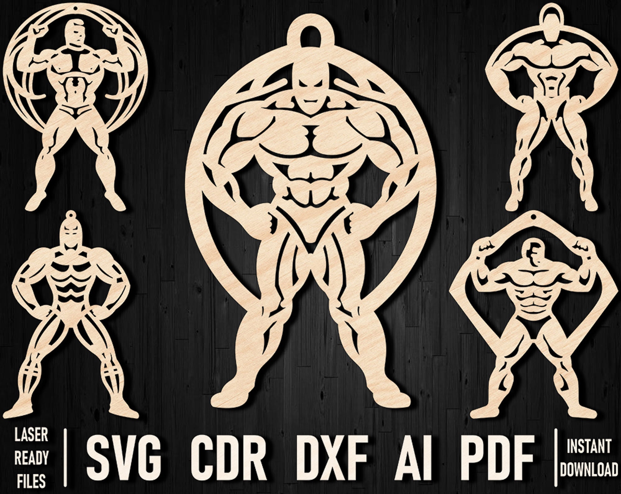Bodybuilder Christmas Laser Cut Ornament Svg, Gym Glowforge Cricut Cut ...