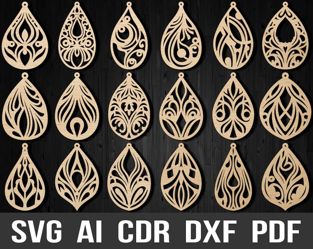 Svg Teardrop Earrings Template Digital File for CNC Laser - Etsy