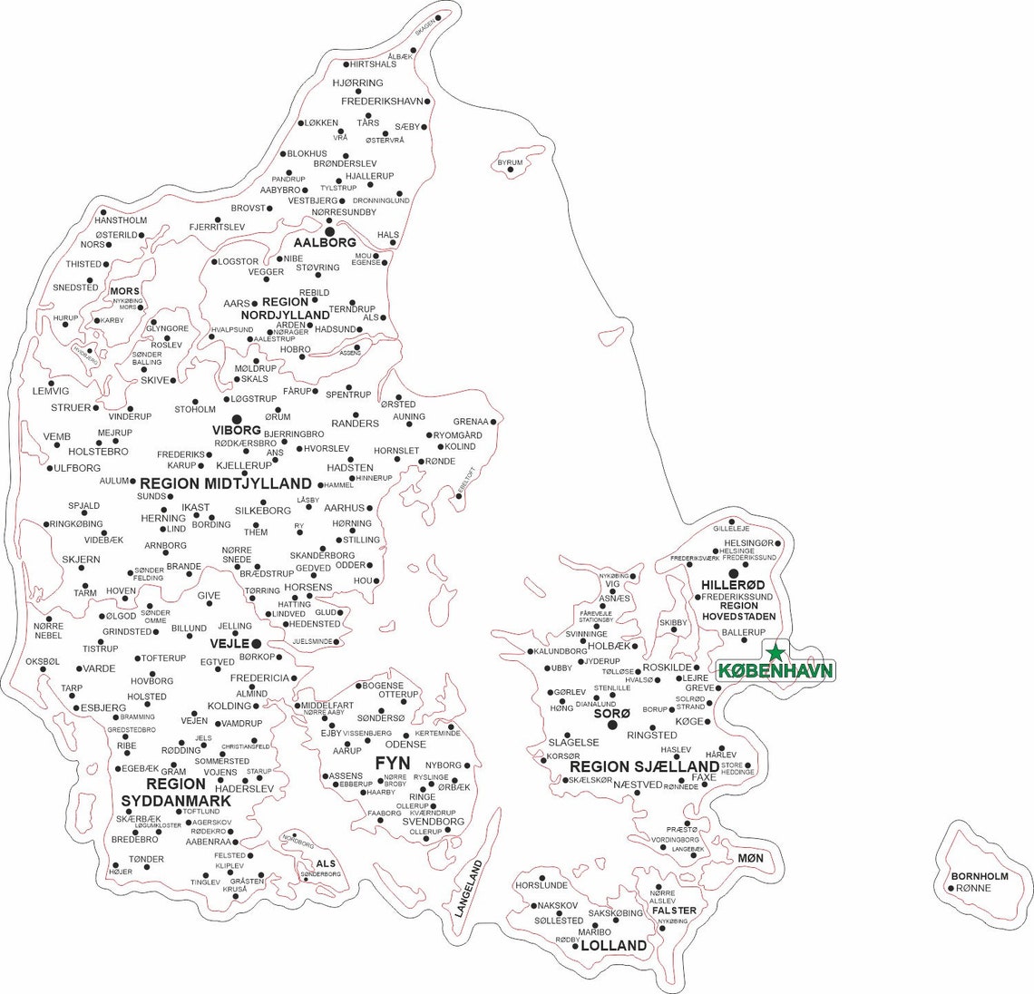 Denmark Map Laser Cut Svg File Digital Download, Danmark Cdr Pdf ...