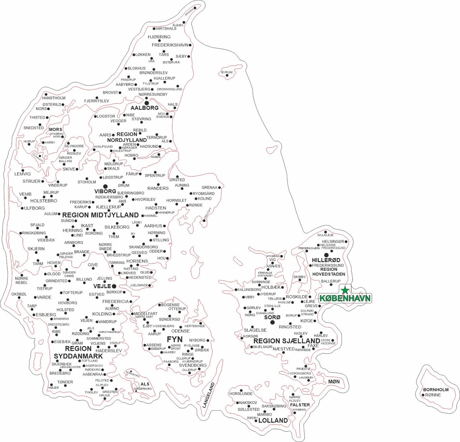 Denmark Map Laser Cut Svg File Digital Download, Danmark Cdr Pdf ...