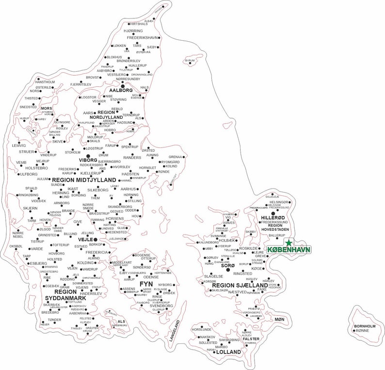 Denmark Map Laser Cut Svg File Digital Download, Danmark Cdr Pdf ...