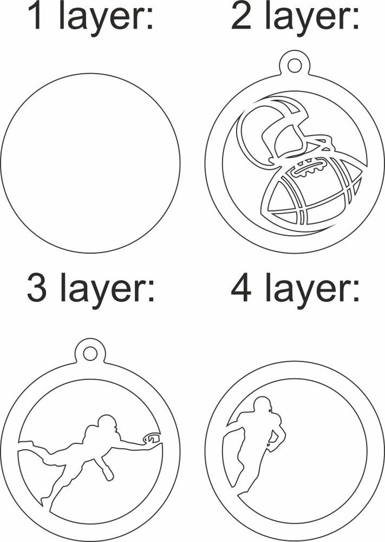 American Football Laser Cut Christmas Svg Ornament, Glowforge Files ...