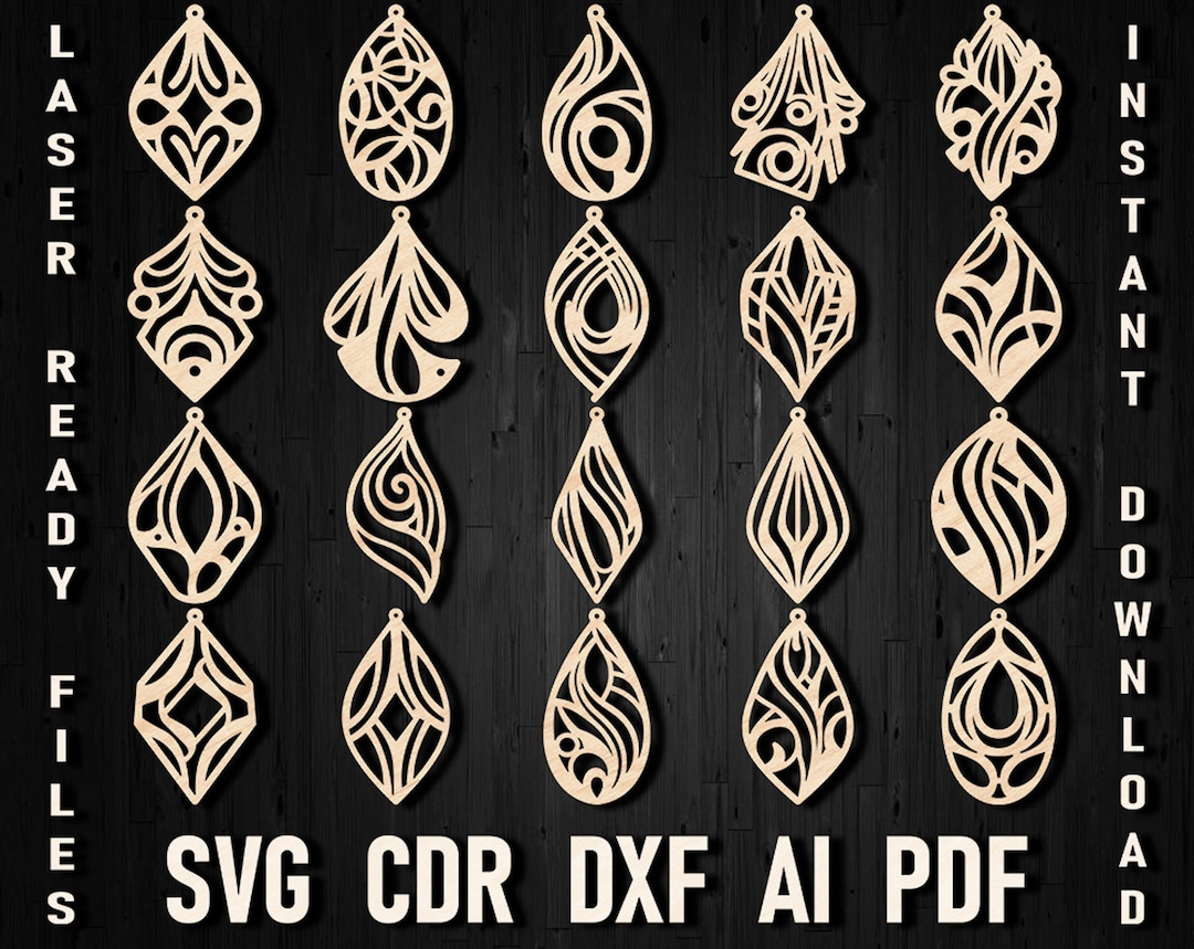 Laser Cut Earring Svg | Earring Svg Bundle | Earring Cut Files | Faux ...