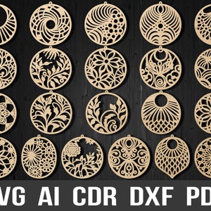 Circle Earrings Laser Cut Svg Glowforge Design Earrings - Etsy
