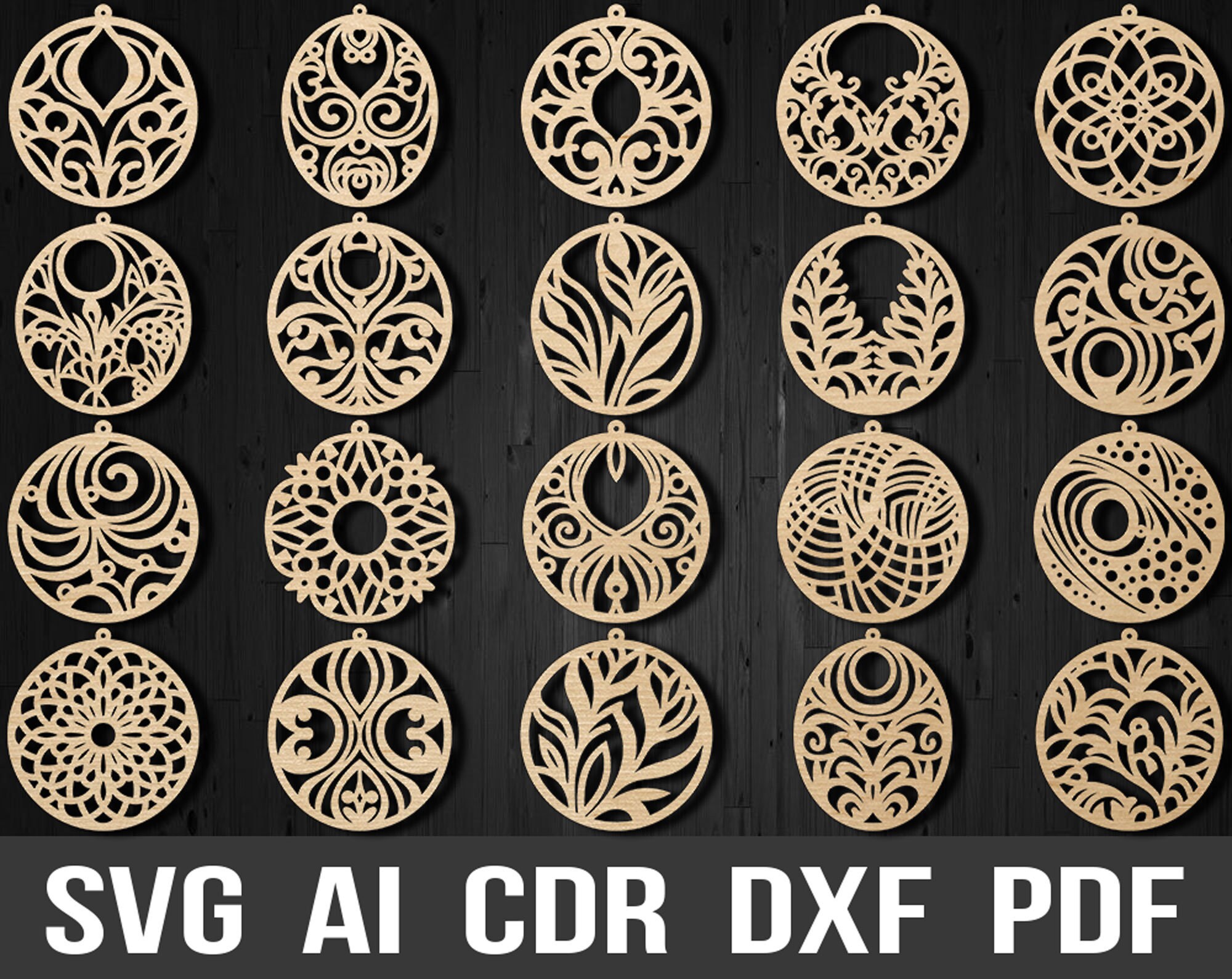 Circle Round Earrings Svg Digital Files for Laser Cutting and - Etsy