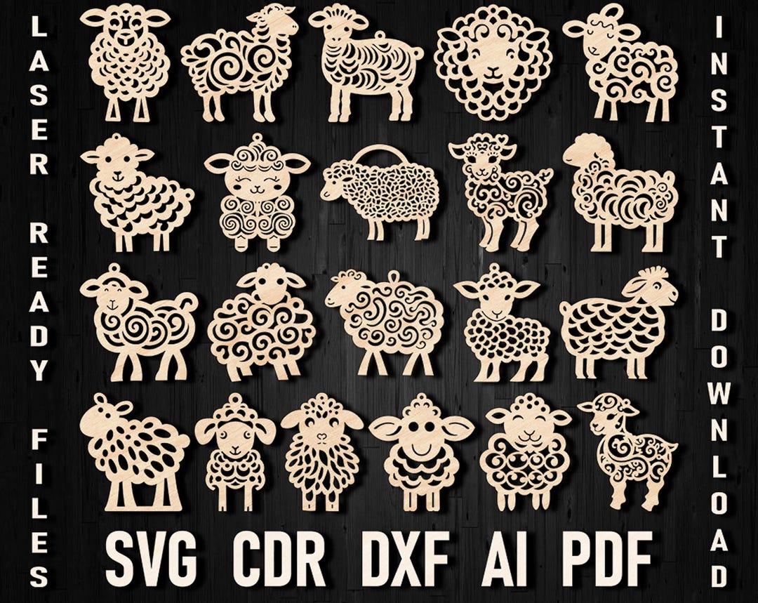 Sheep Laser Cut Christmas Vector Ornament Design for Cutting Machines ...