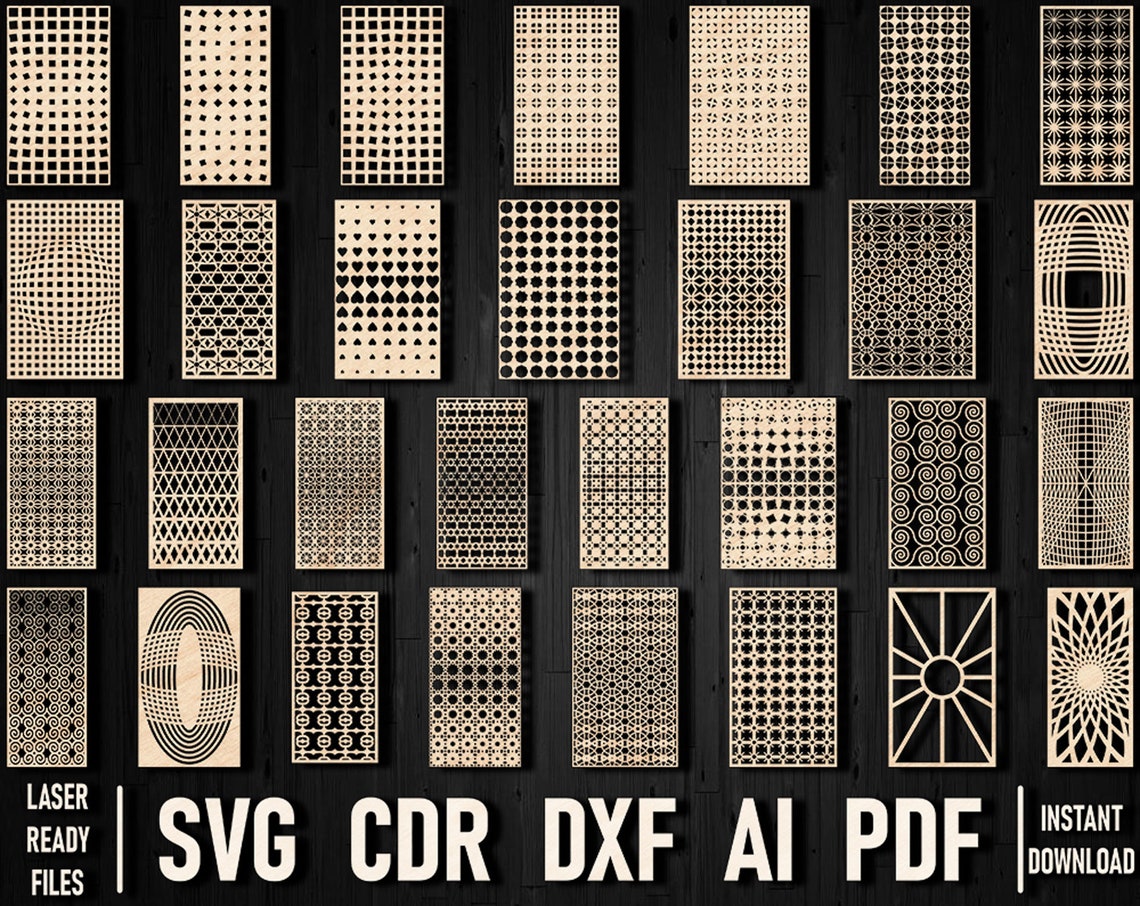 Dxf Laser Cut Geometric Door Panel Pattern Screen Svg, Decorative Room ...