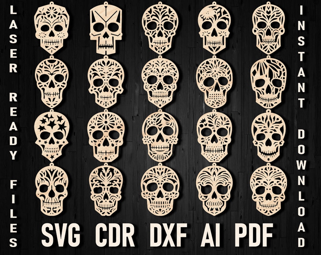 Scull Earrings Svg Laser Cut Files Glowforge and Laser Cutter Projects ...