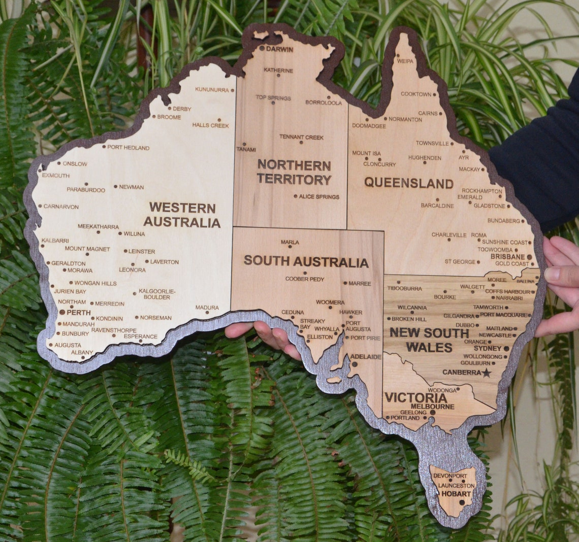Svg Australia Map for Wooden Laser Cutting, Australia Puzzle Map ...