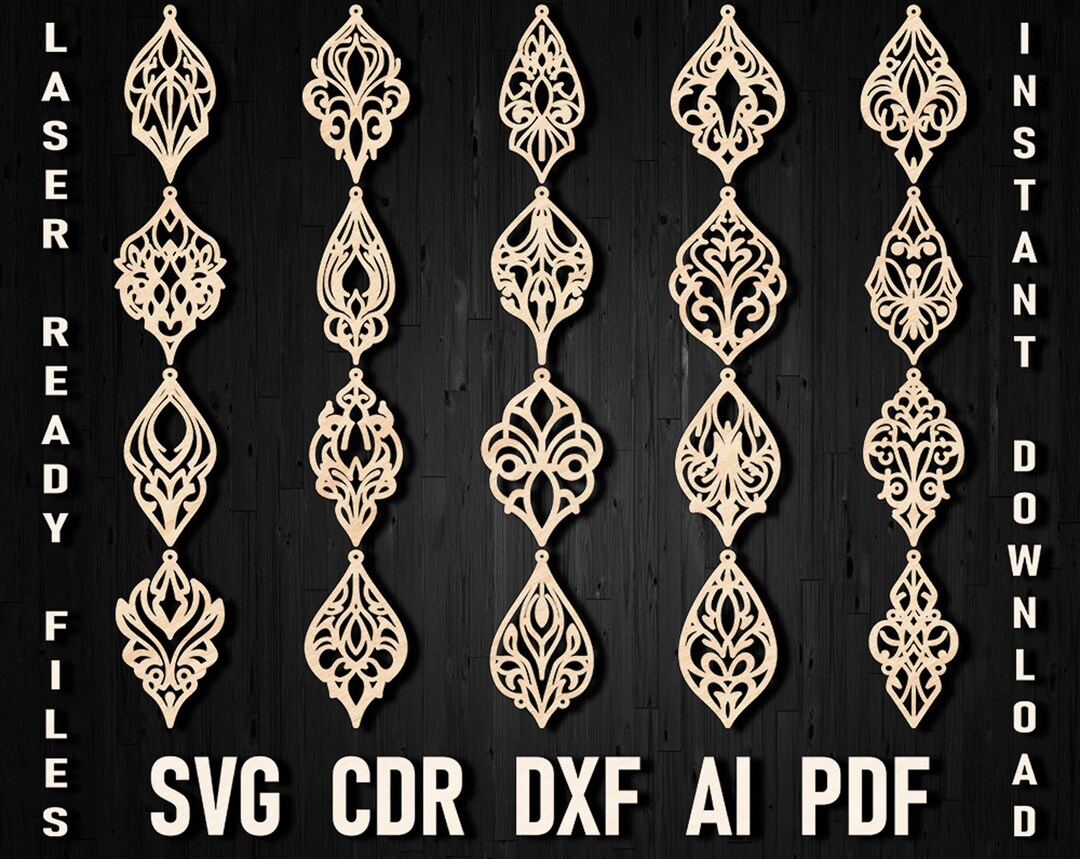 Svg Gothic Inspired Earrings Bundle Laser Cut Templates for Women ...