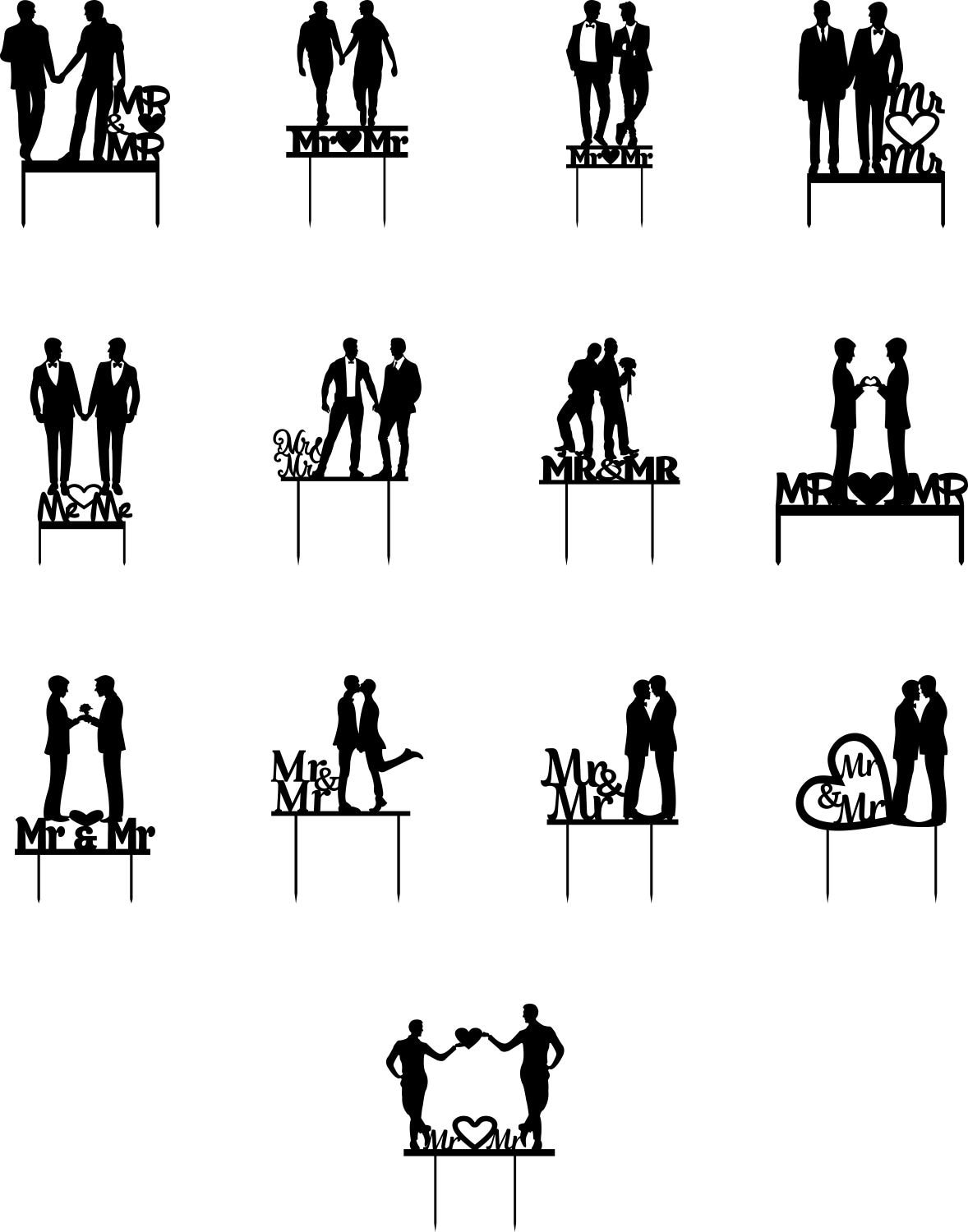 Gay Cake Topper Wedding Silhouette Svg File for Cricut, Homosexual ...