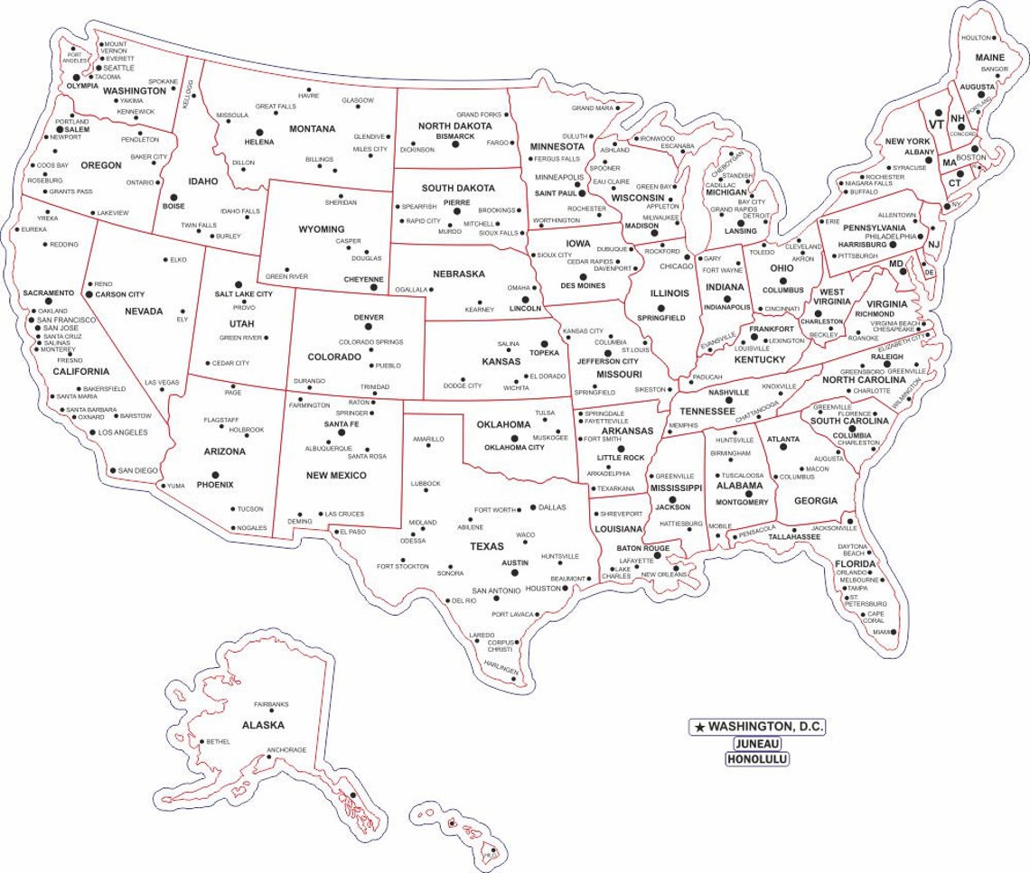 Svg USA laser cutting and engraiving map puzzle The United | Etsy