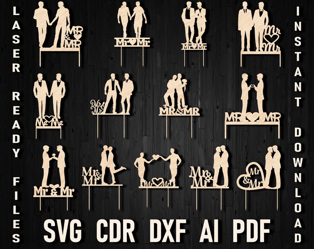 Gay Cake Topper Wedding Silhouette Svg File For Cricut Homosexual