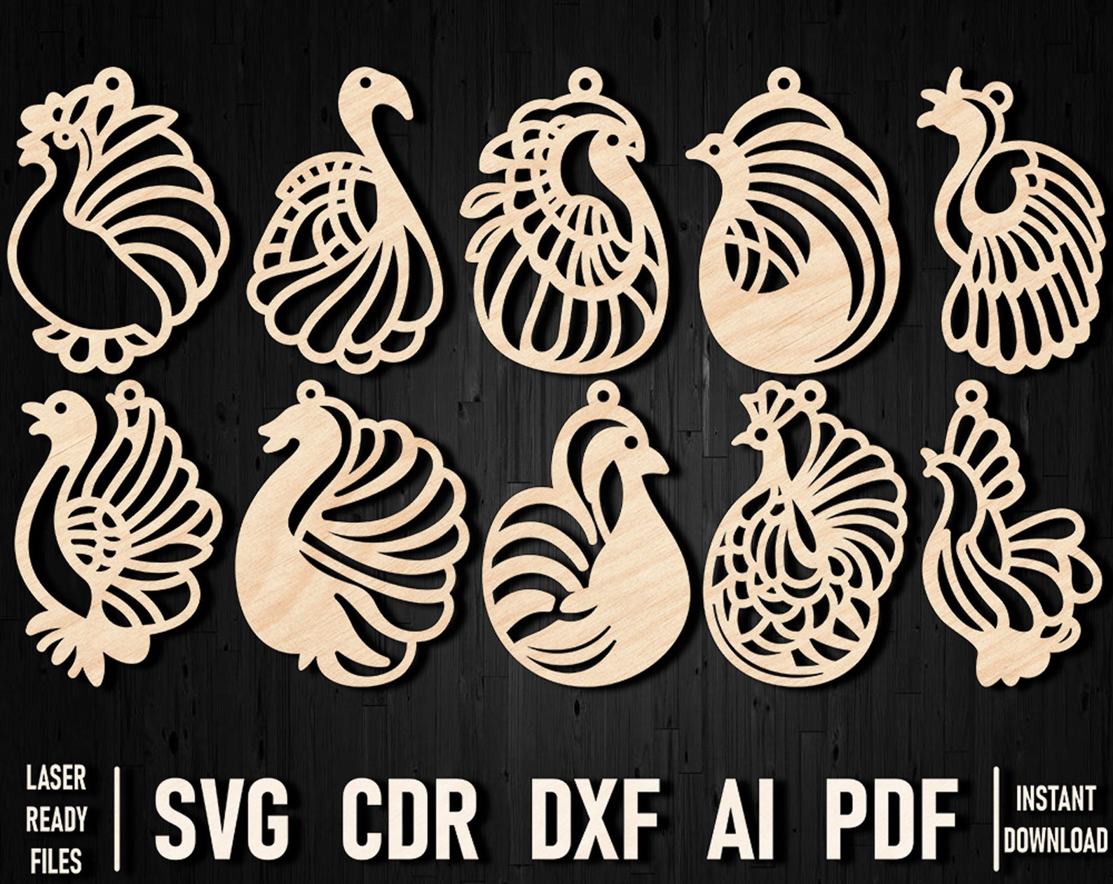 Turkey Earrings SVG Laser Cut Template, Thanksgiving Earring Glowforge ...