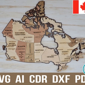 Svg Canada Map Laser Cut and Glowforge File, Pdf for Wooden Map 3D ...