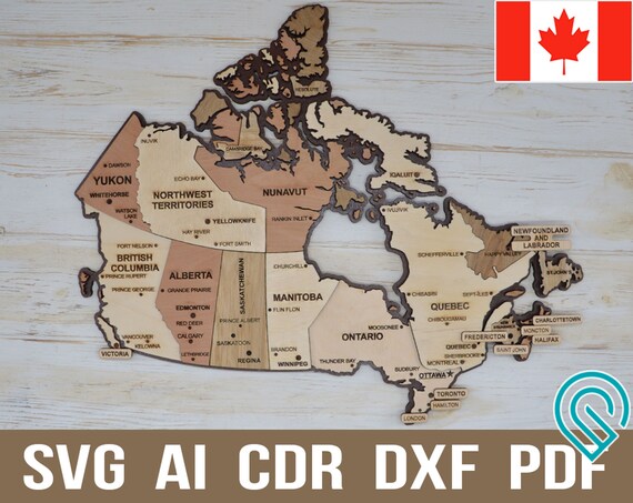 Svg Canada Map Laser Cut and Glowforge File Pdf for Wooden | Etsy