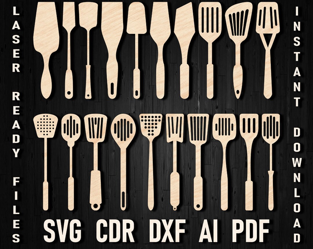 Svg Kitchen Wood Spatula Vector Template Laser Cutting File Tools ...