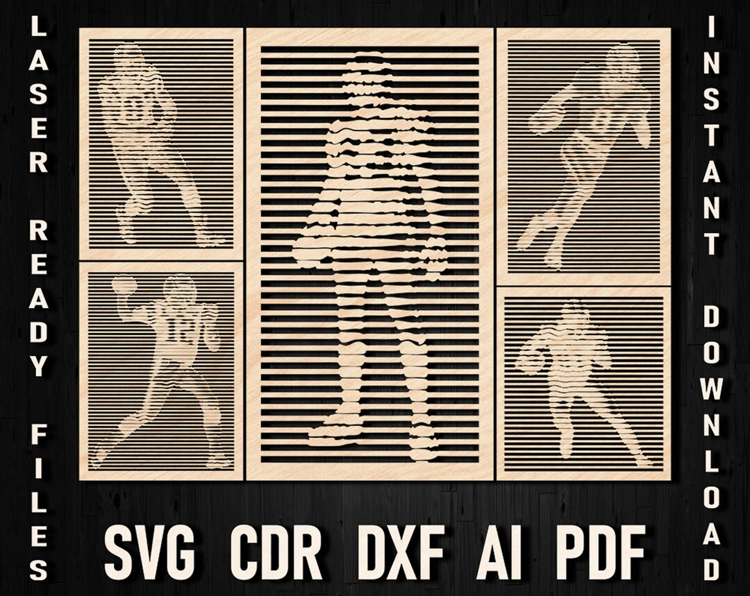 Svg Football Sports Wall Sign Dxf File Glowforge Files Football Player ...