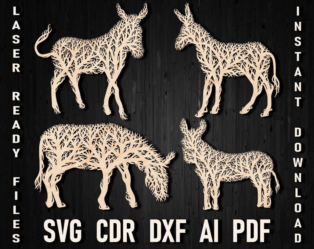 Donkey Tree Wall Art Panel Decor Dxf for Laser Cutting and Glowforge ...