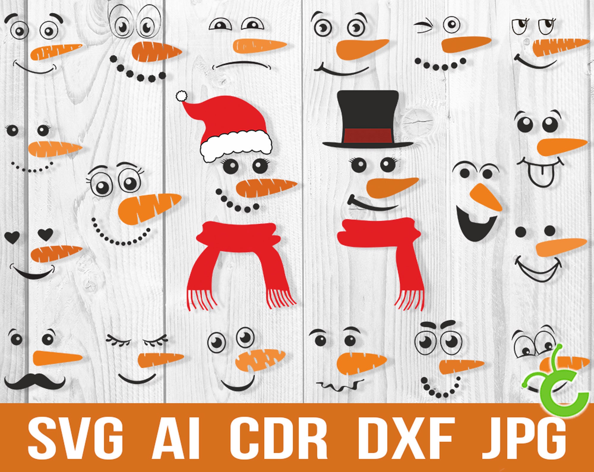 Schneemann Gesicht Bundle, bereit zum Drucken oder Schneiden in Cricut svg, Schneemann ...