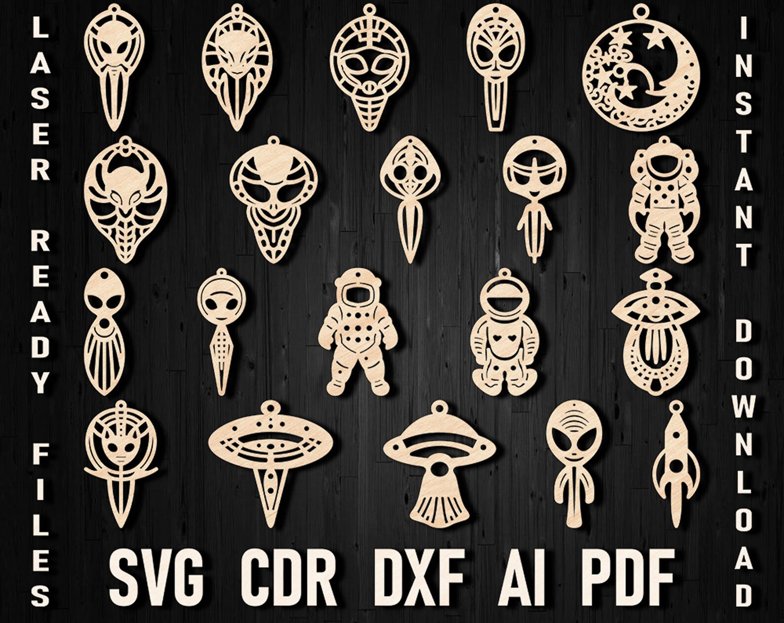 UFO Earring Laser Cut File Spaceship Dxf for Glowforge Laser Cutter ...