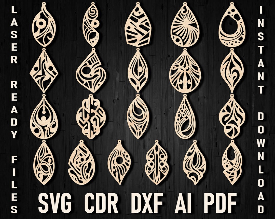 Earring Templates for Laser Cutting Decoration Pattern Cut Files Svg ...