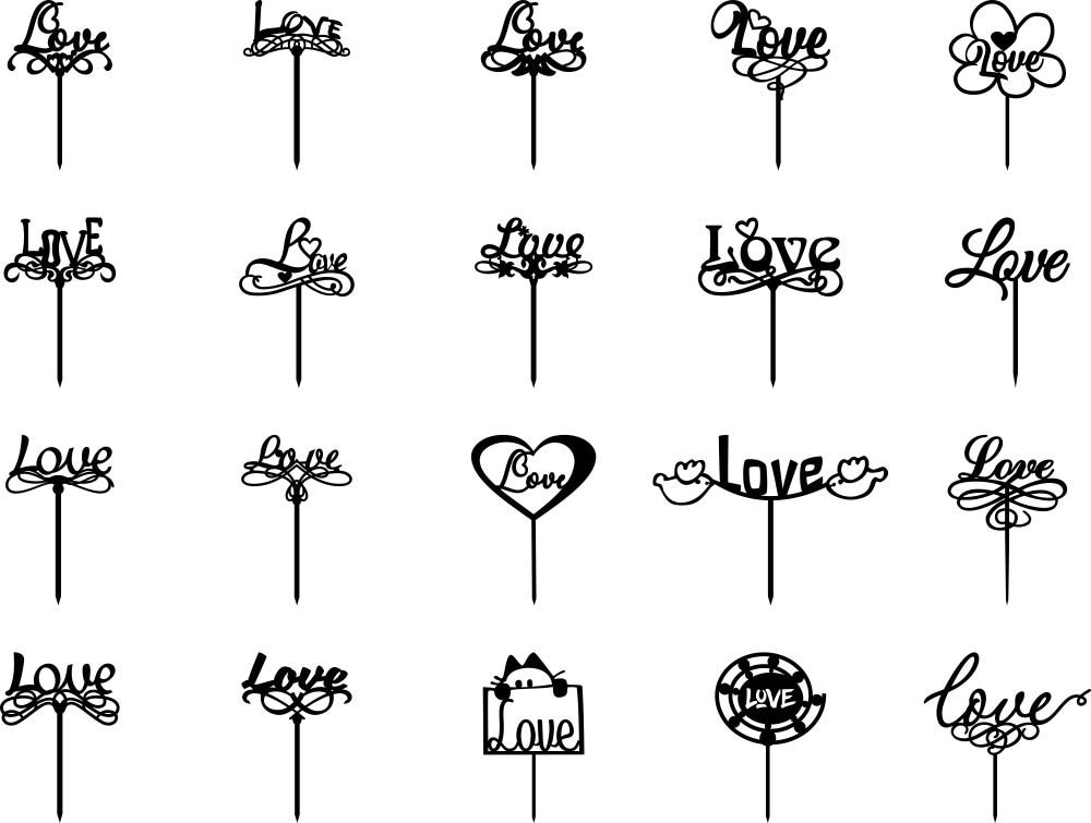 Corazón amor silueta Cake Toppers Laser Cut svg, Wedding Cake Toppers ...