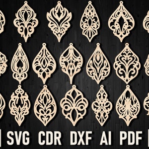 Svg Gothic Inspired Earrings Bundle Laser Cut Templates for Women ...